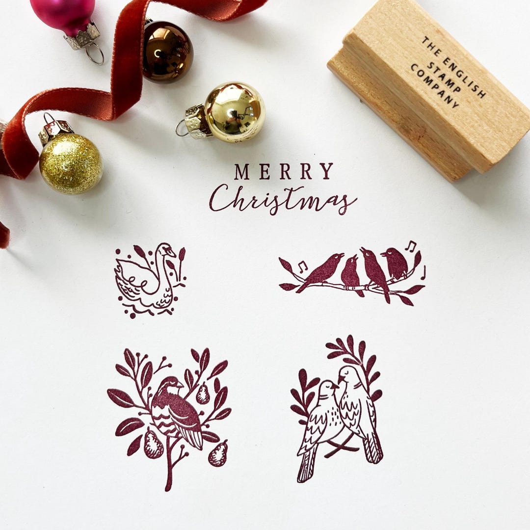 12 Days of Christmas Bird Rubber Stamp Set: Holiday Card Stamps - Etsy