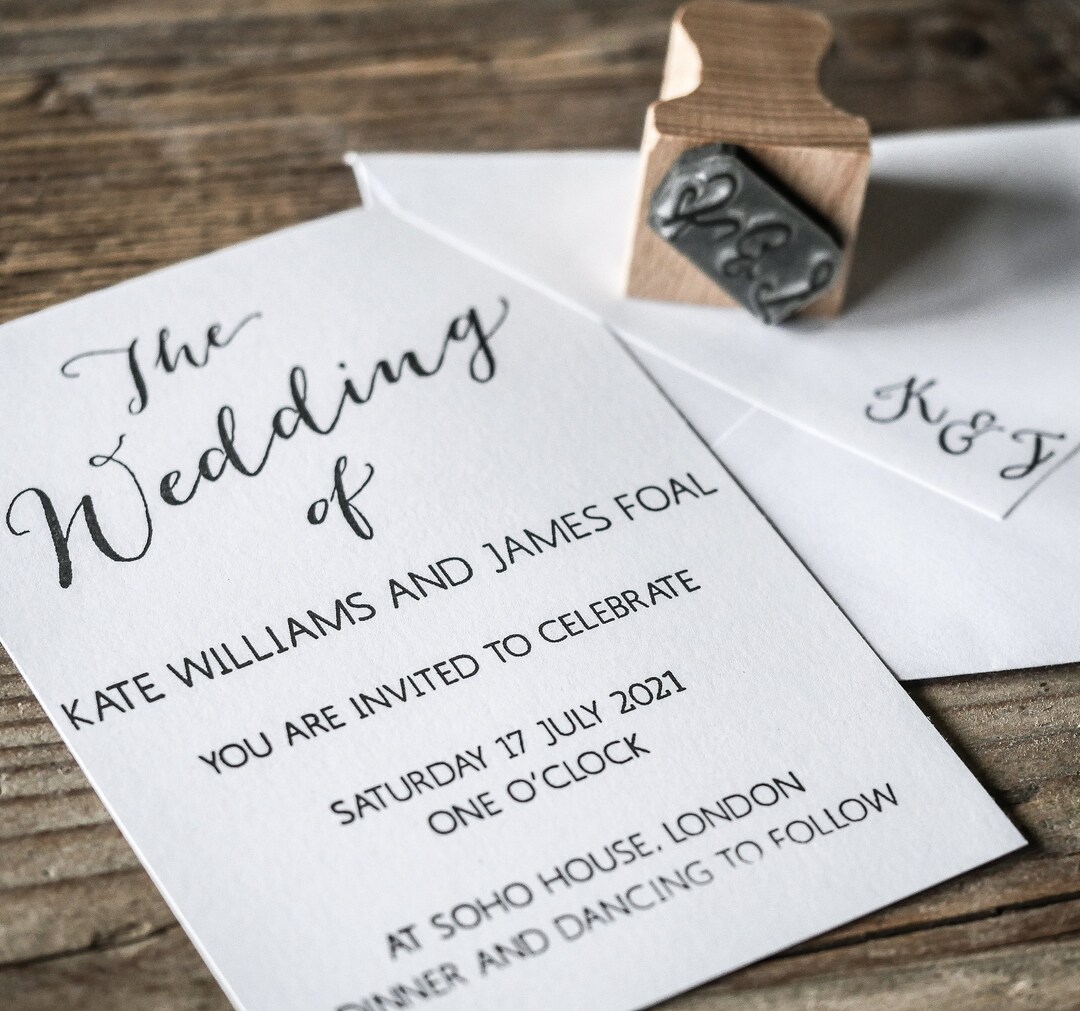 Calligraphy Wedding Invitation Rubber Stamp | Elegant Wedding ...