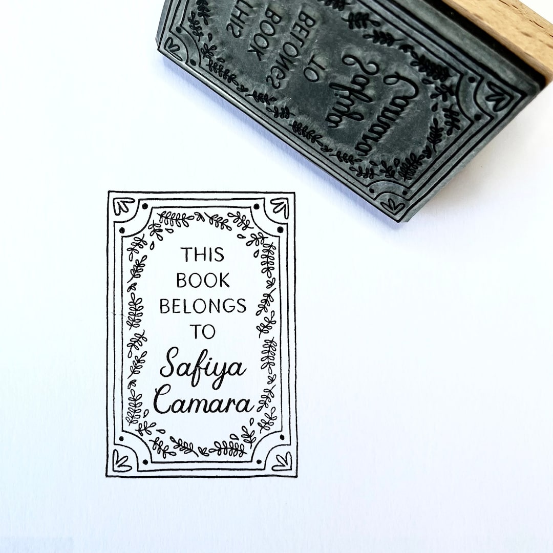 Hand Drawn Border Ex Libris Rubber Stamp Custom This Book Belongs to ...