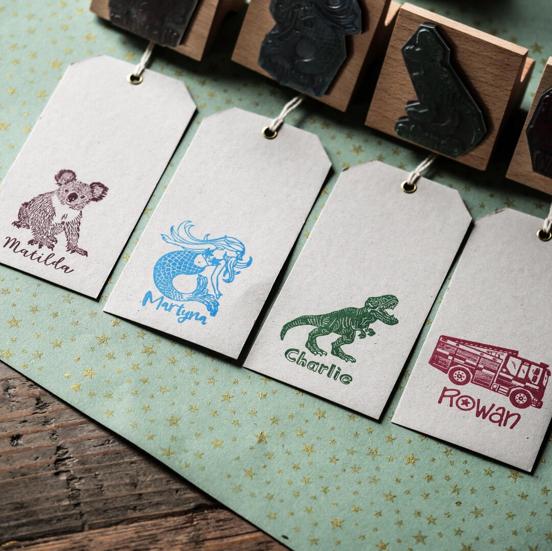 Personalized Name Rubber Stamp for Children's Books, Christmas Cards ...