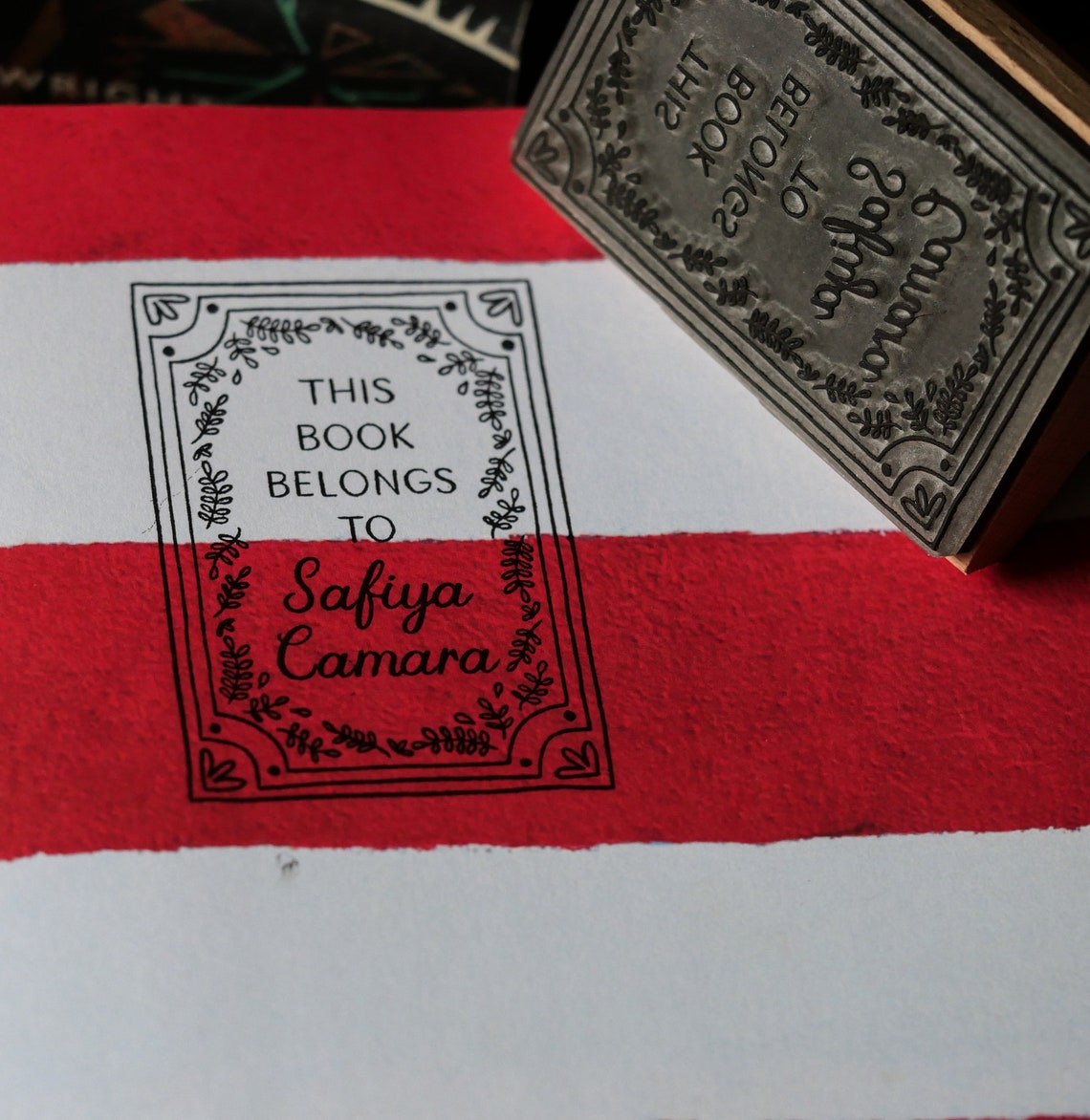 Hand Drawn Border Ex Libris Rubber Stamp Custom This Book - Etsy