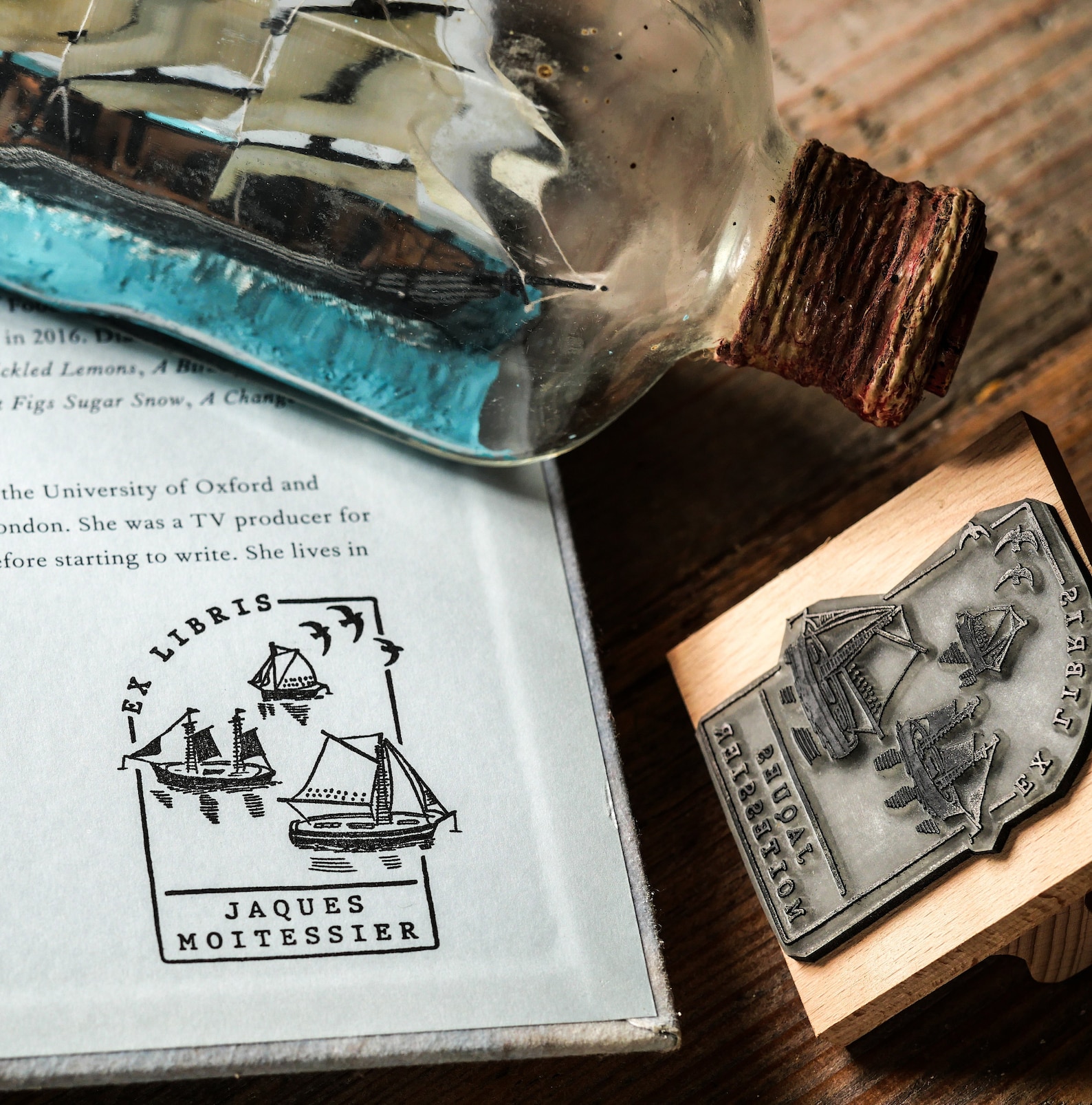 Personalized Ships in the Bay Ex Libris Rubber Stamp for Book Lovers ...