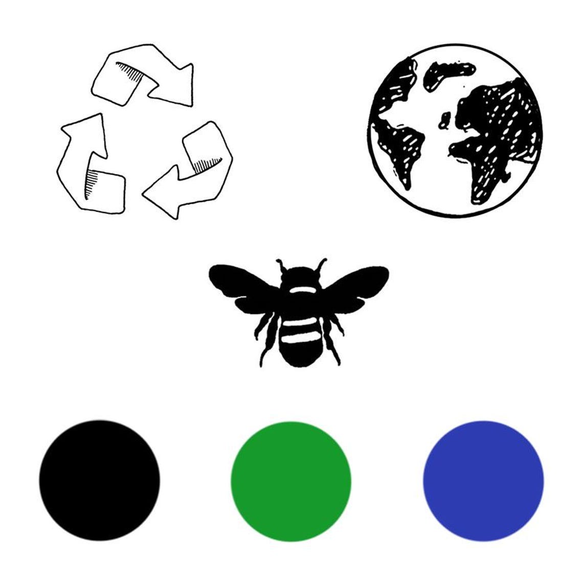 Earth Stamp Trio: Globe, Bumblebee, Recycle - Eco Stamps With Ink Pads ...