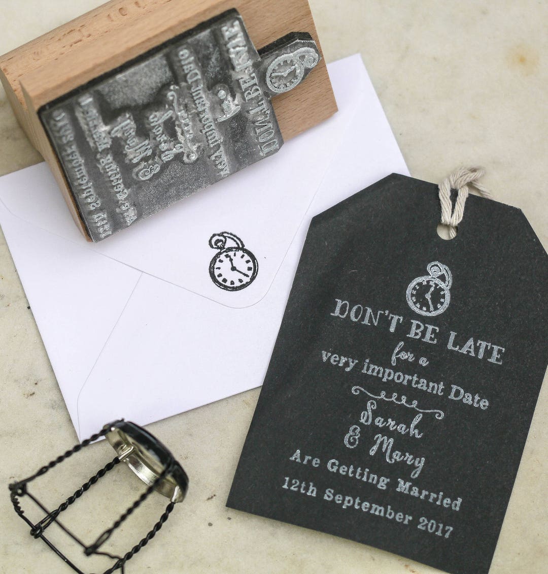 Don't Be Late Save the Date Stamp Personalised Wedding Save the Date ...