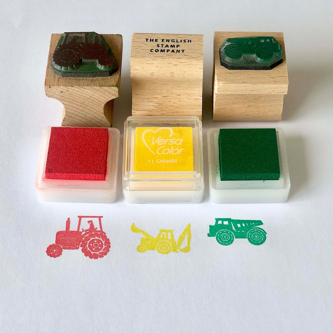 Work Vehicles Rubber Stamp Set Tractor Stamp Dumper Stamp Digger Stamp ...