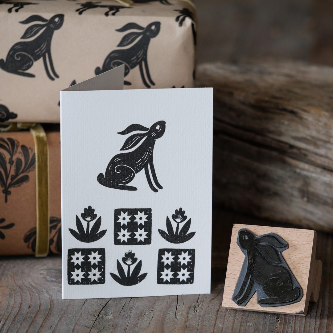 Gazing Hare Wildlife Rubber Stamp for Easter Creative Crafting, Card ...