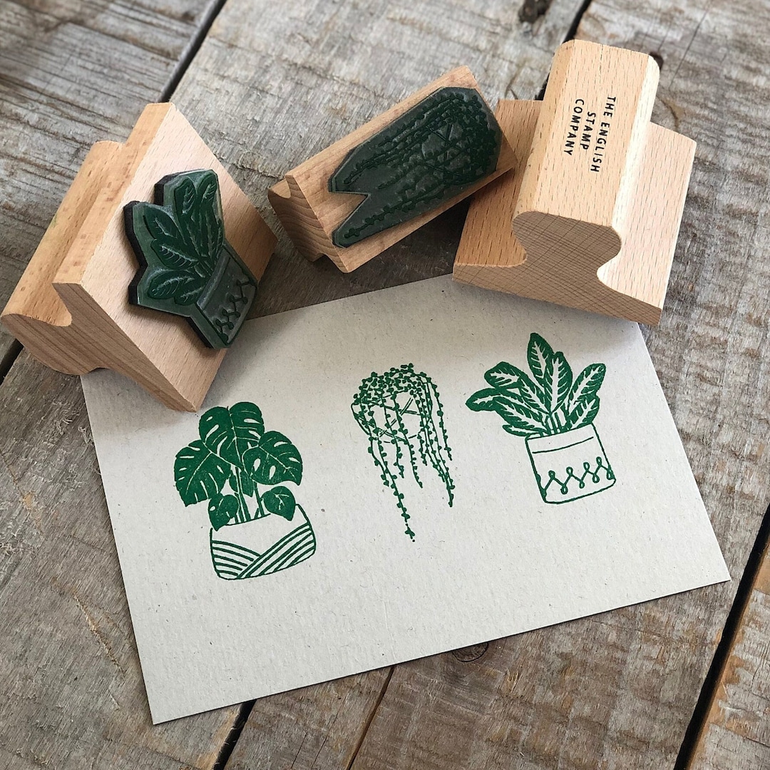 Houseplants Rubber Stamp Set | Natural Stamp Set | Card Making Rubber ...
