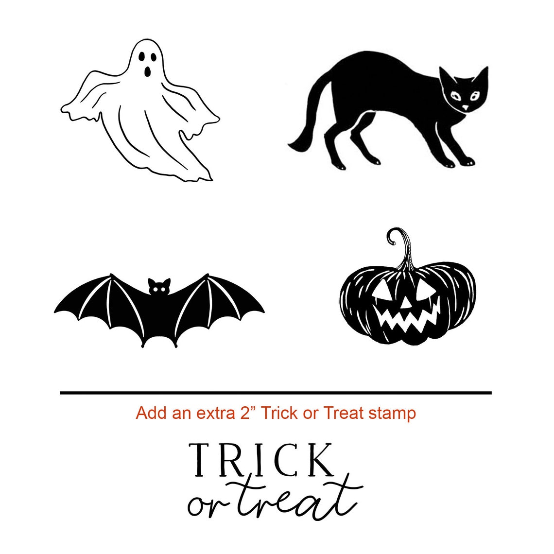 Spooky Halloween Rubber Stamp Set for Crafts: Pumpkin, Skeleton, Cat ...
