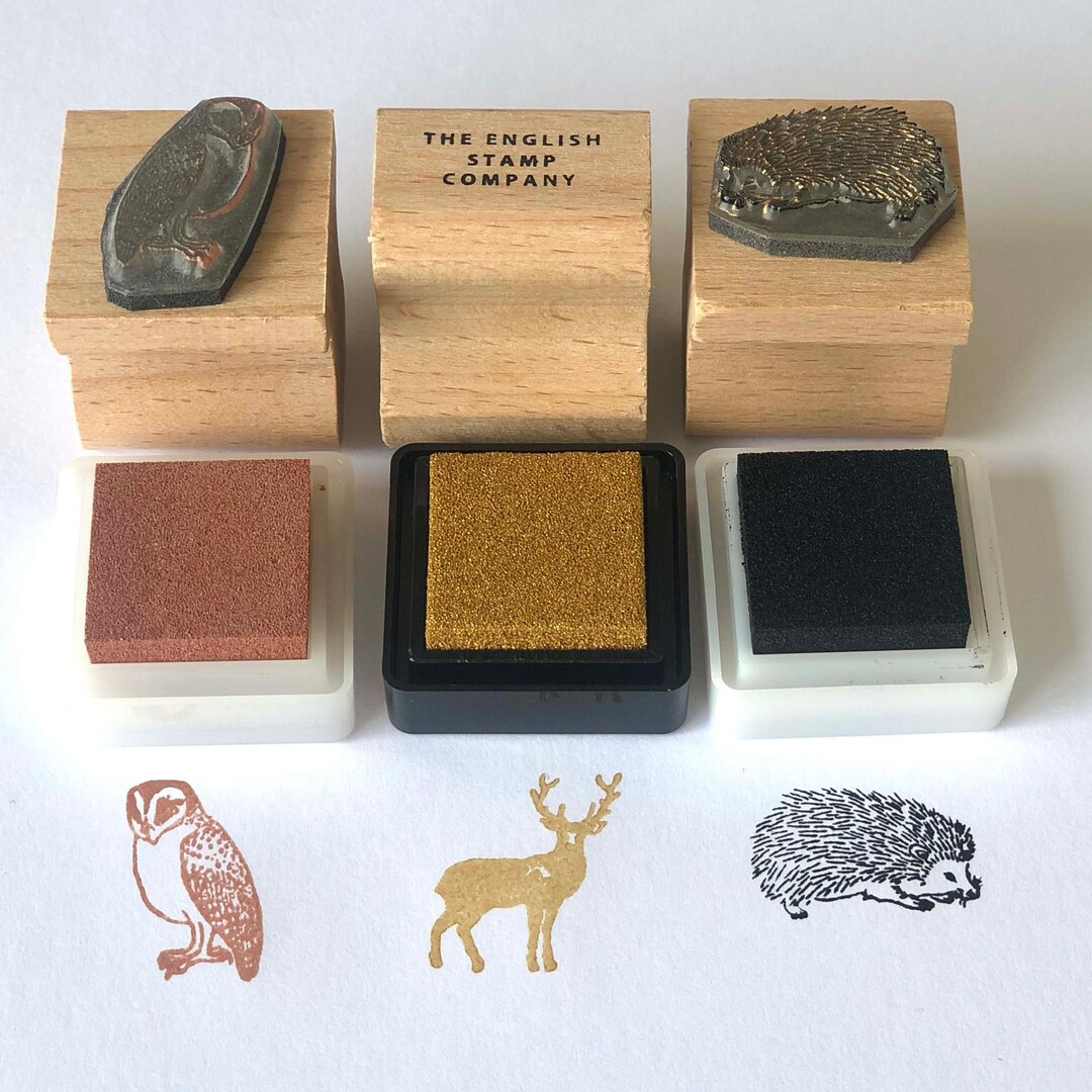 Woodland Creatures Rubber Stamp Set With Ink Pads: Stag, Hedgehog, Owl ...