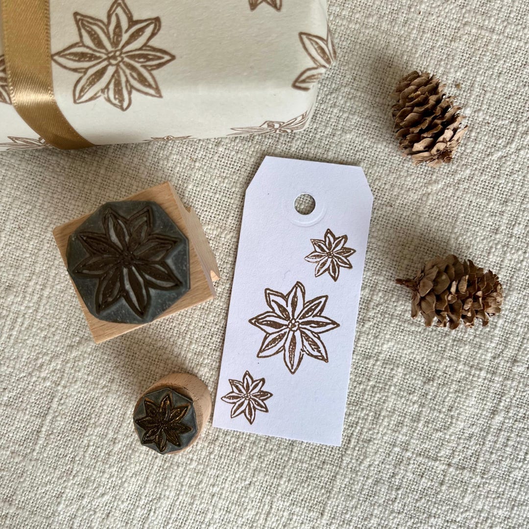 Hand-drawn Star Anise 1 Rubber Stamp for Winter Festive Cards, Tags ...