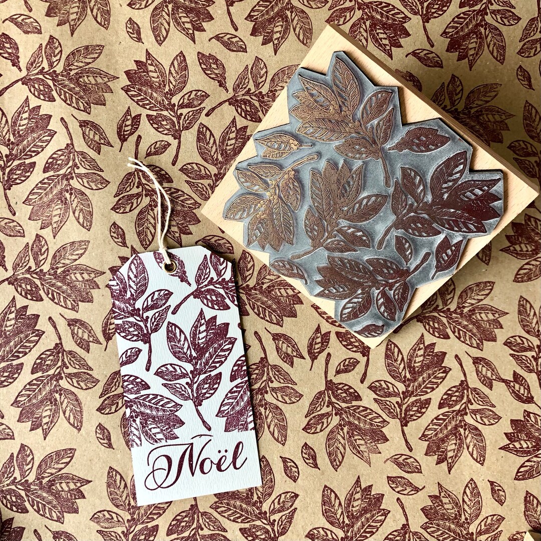 Bay Leaf Medley Rubber Stamp Pattern Stamp Christmas Wrapping Stamps ...