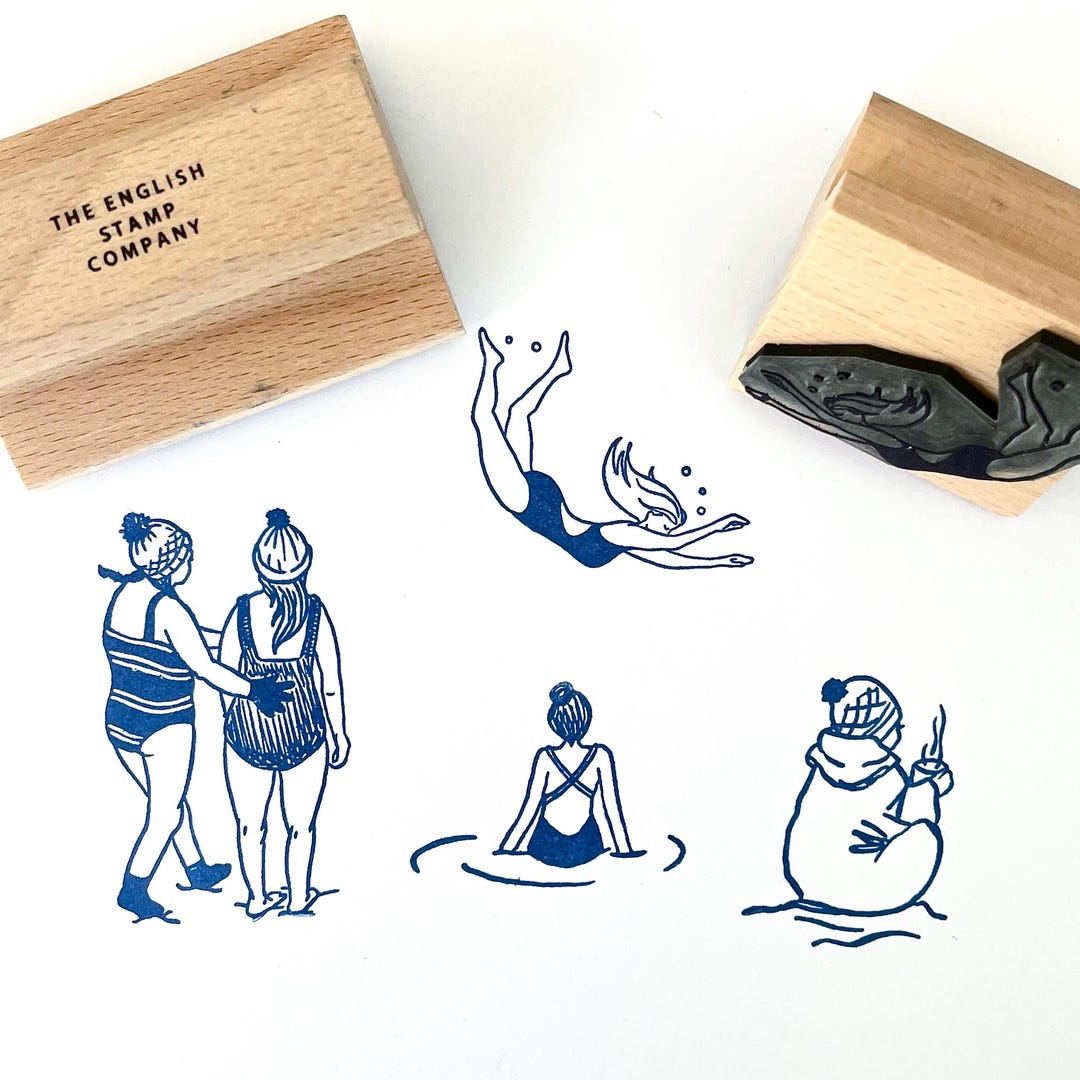 Wild Sea Swimming Rubber Stamp Set for Coastal Adventures, Cold Water ...