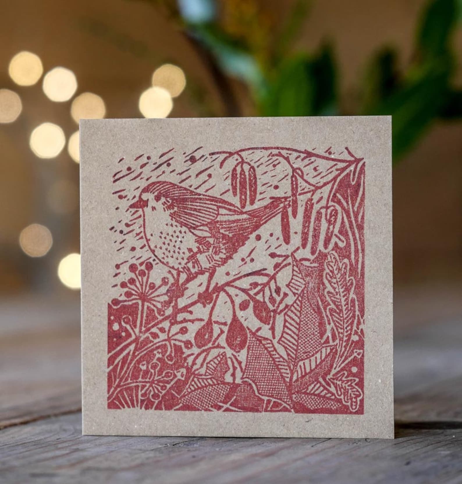 Woodland Robin Rubber Stamp for Christmas Cards, DIY Crafts, Wrapping ...