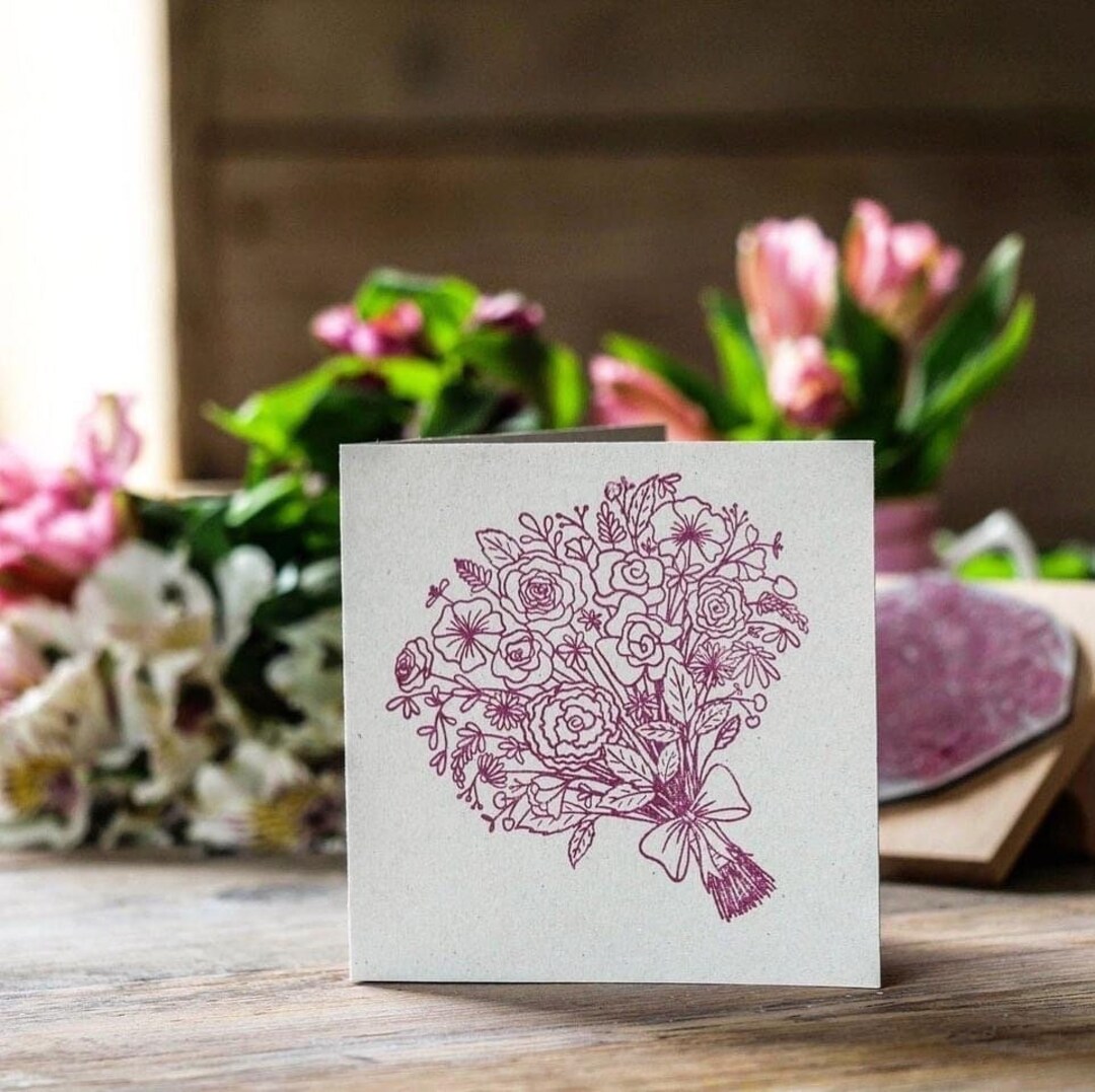 Full Floral Bouquet Card Rubber Stamp | Greetings Card Stamps | Pretty ...