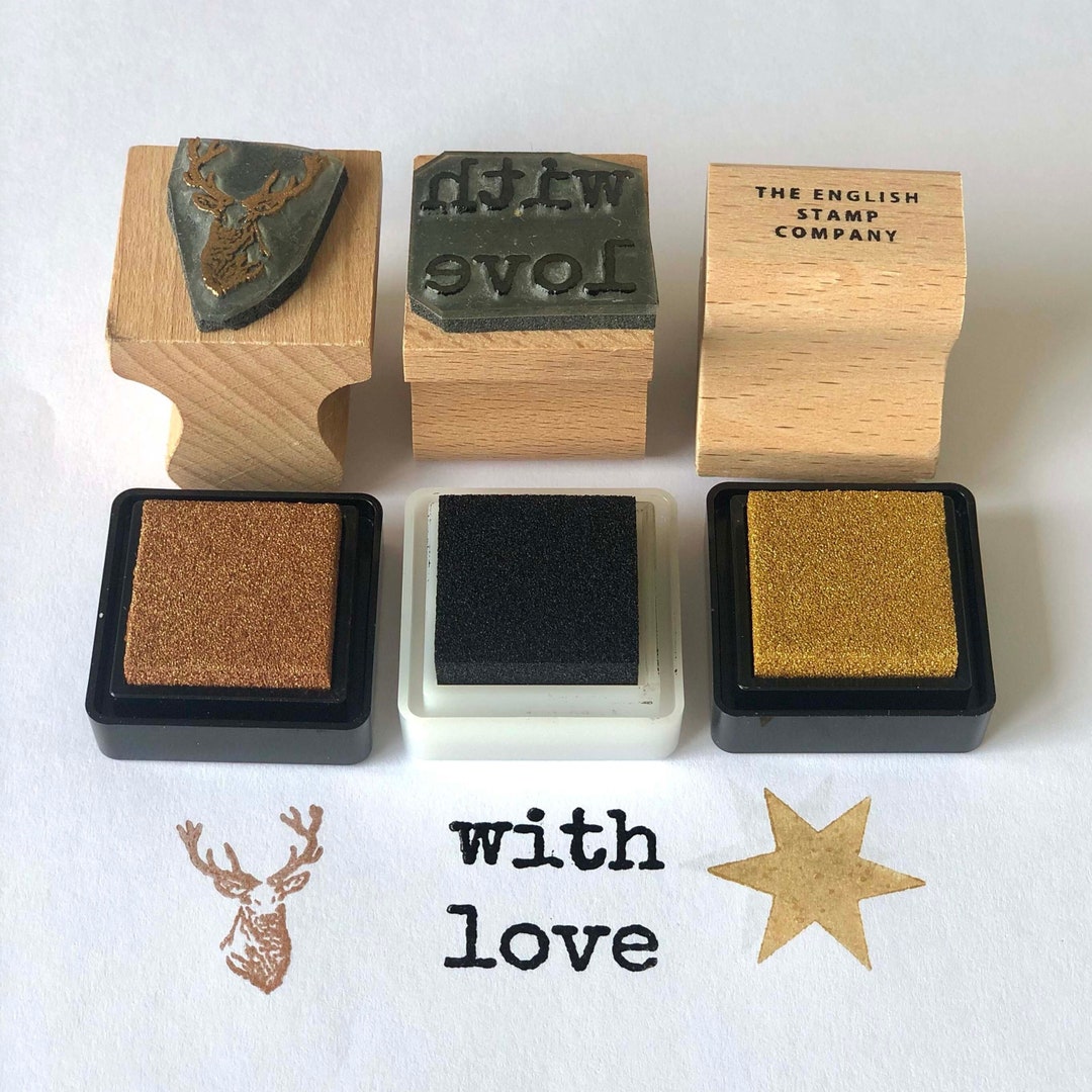 Rustic Christmas Trio Rubber Stamp Set With Ink Pads | Stag Stamp ...
