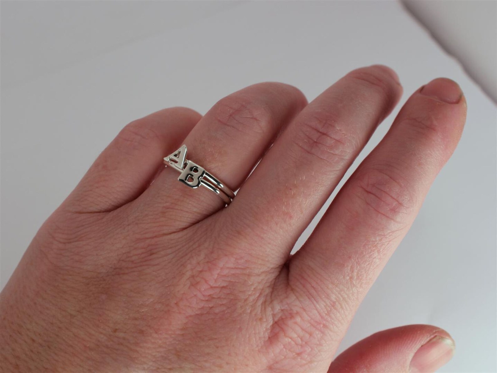 2 Initial Letter Stacking Rings, Sterling Silver, Made to Order - Etsy