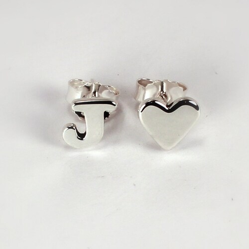 Pair of Initial Earrings Sterling Silver Made to Order - Etsy
