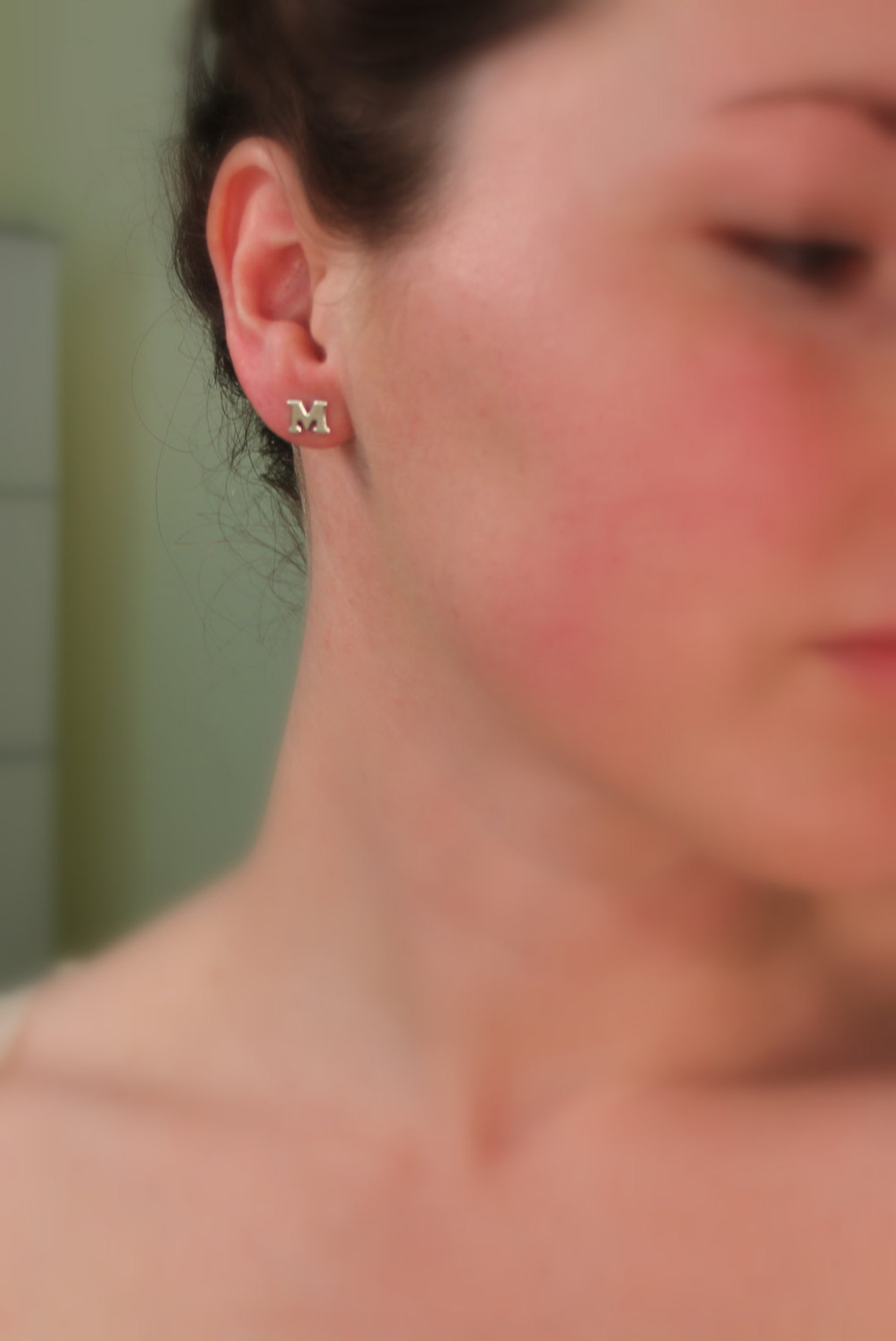 Pair of Initial Earrings Sterling Silver Made to Order - Etsy