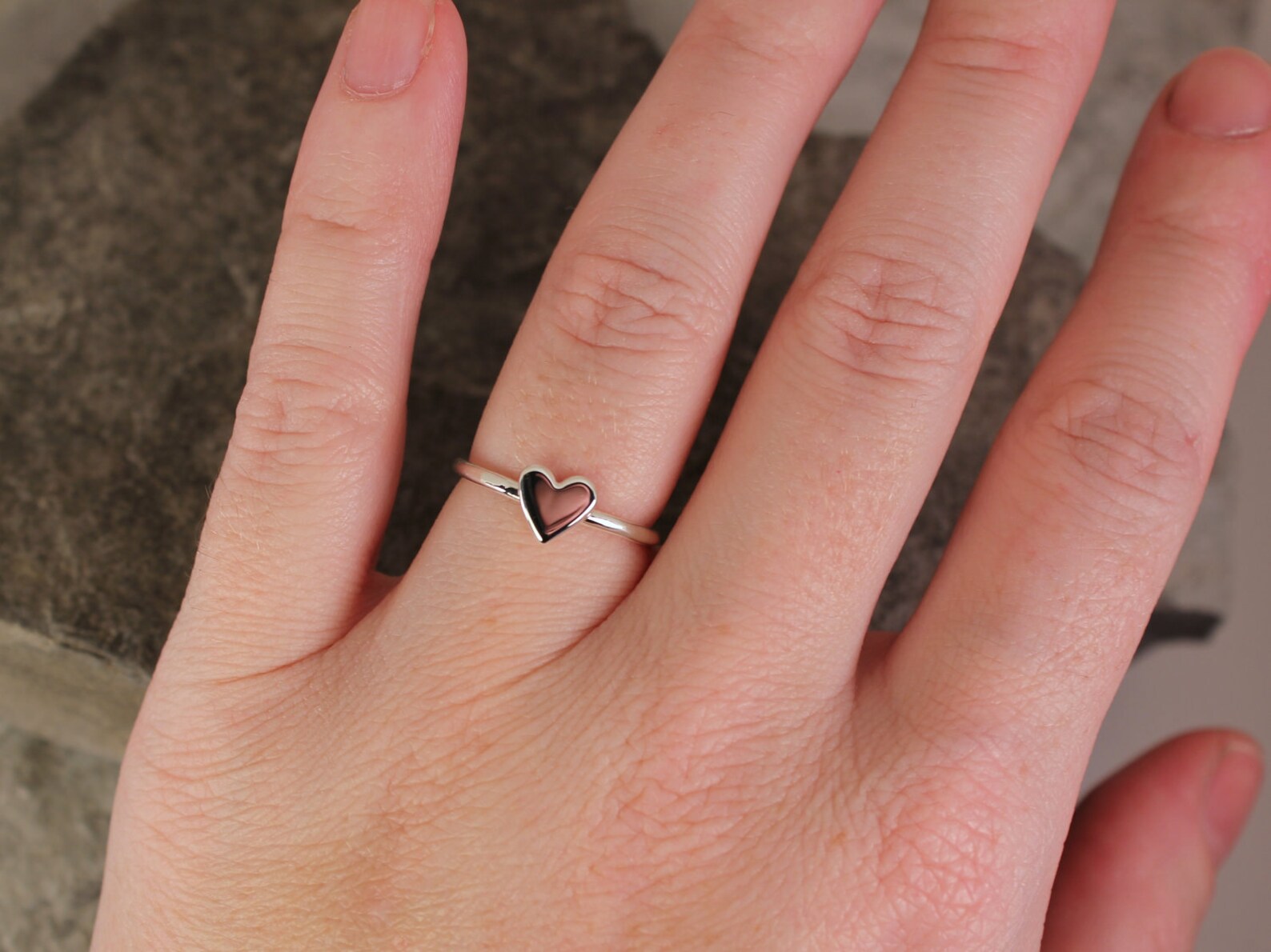 Heart Stacking Ring Sterling Silver Made to Order - Etsy