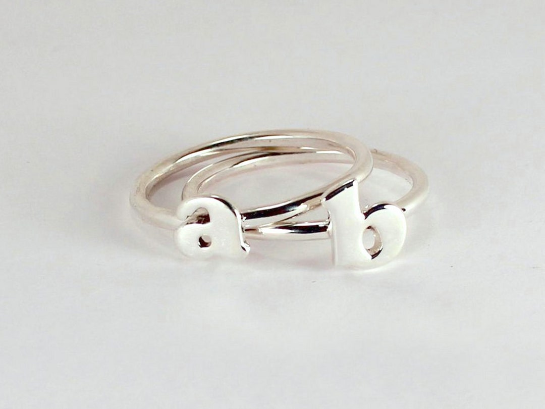 2 Initial Letter Stacking Rings, Sterling Silver, Made to Order - Etsy