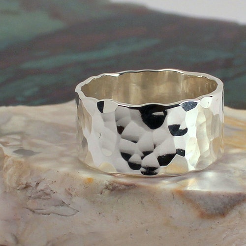 Pali Ring Handmade Organic Sterling Silver Wide Band Ring | Etsy