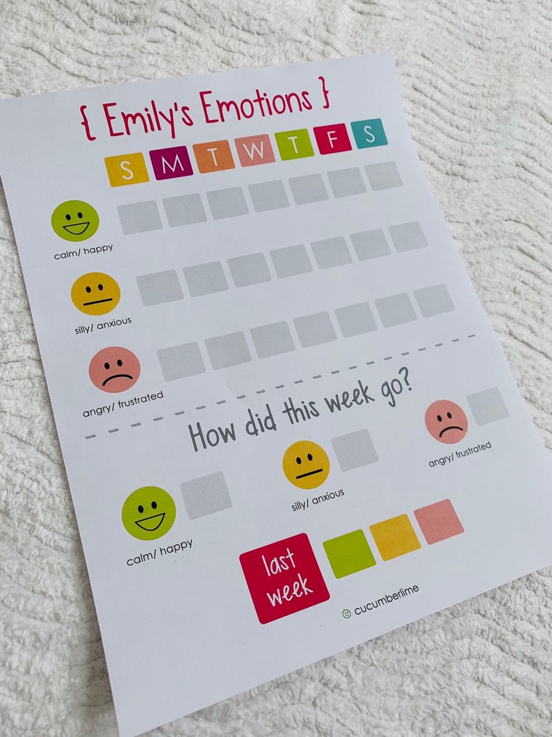 Printable Emotions Tracker Visual Chart Be Happy Feelings | Etsy