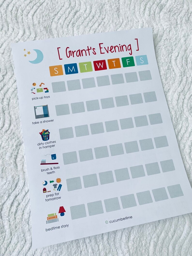 Printable Evening Routine Chart Evening Checklist Visual | Etsy