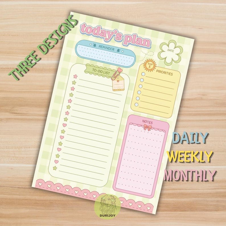 Cute Planner Printable Bundle, Daily Weekly Monthly Planner Set, Kawaii ...