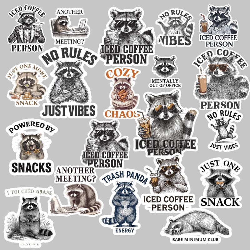 Printable Raccoon Stickers - Etsy
