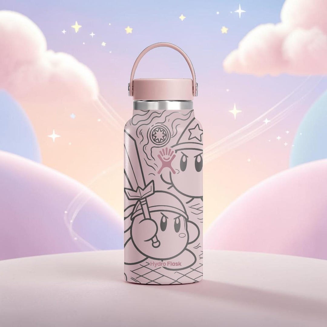 Cute Pink Cartoon Engraved Hydro Flask Bottle – Kawaii Character Water ...