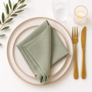 Sage Green Cotton Dinner Napkins Set Reusable Cloth Table Napkins Soft ...