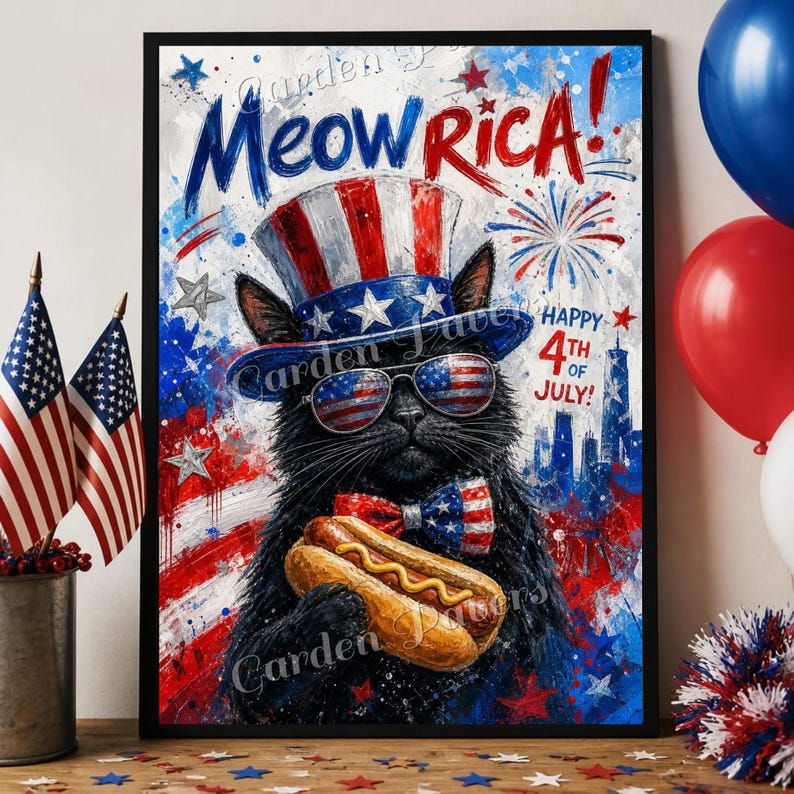 Funny 4th of July Cat Graphics, Patriotic Art (10) JPG PNG (2x3 Ratio ...