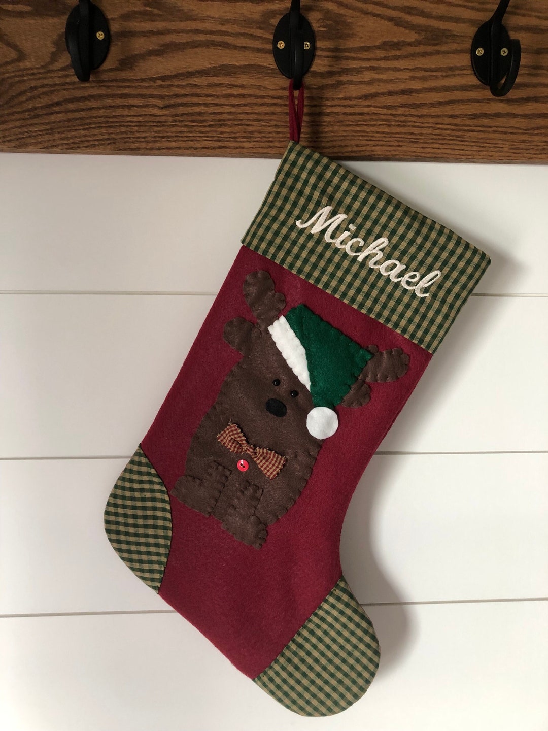 Reindeer Stocking, Stocking With Reindeer, Christmas Stocking With ...