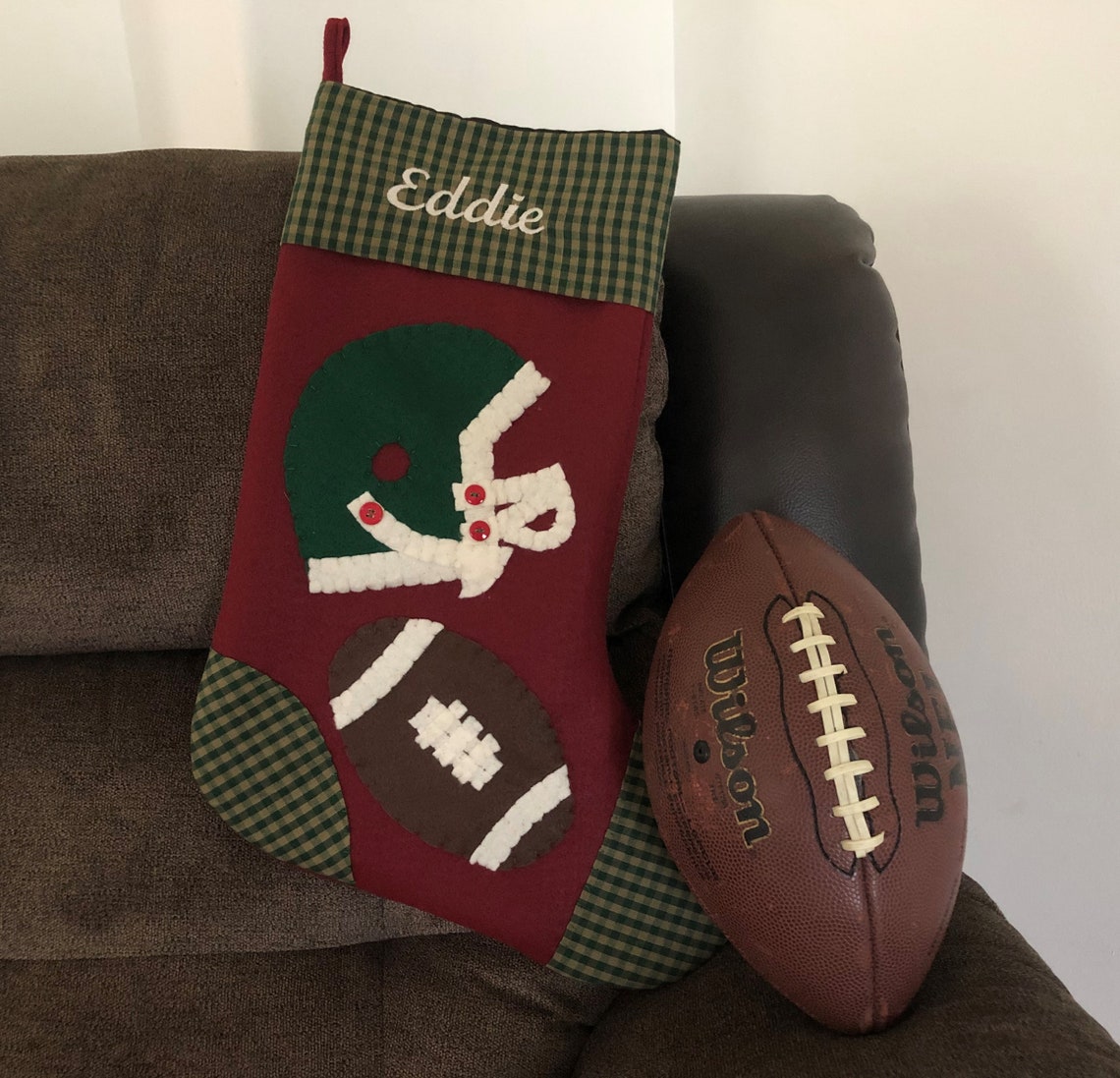 Football Stocking Football Christmas Stocking Stocking with | Etsy