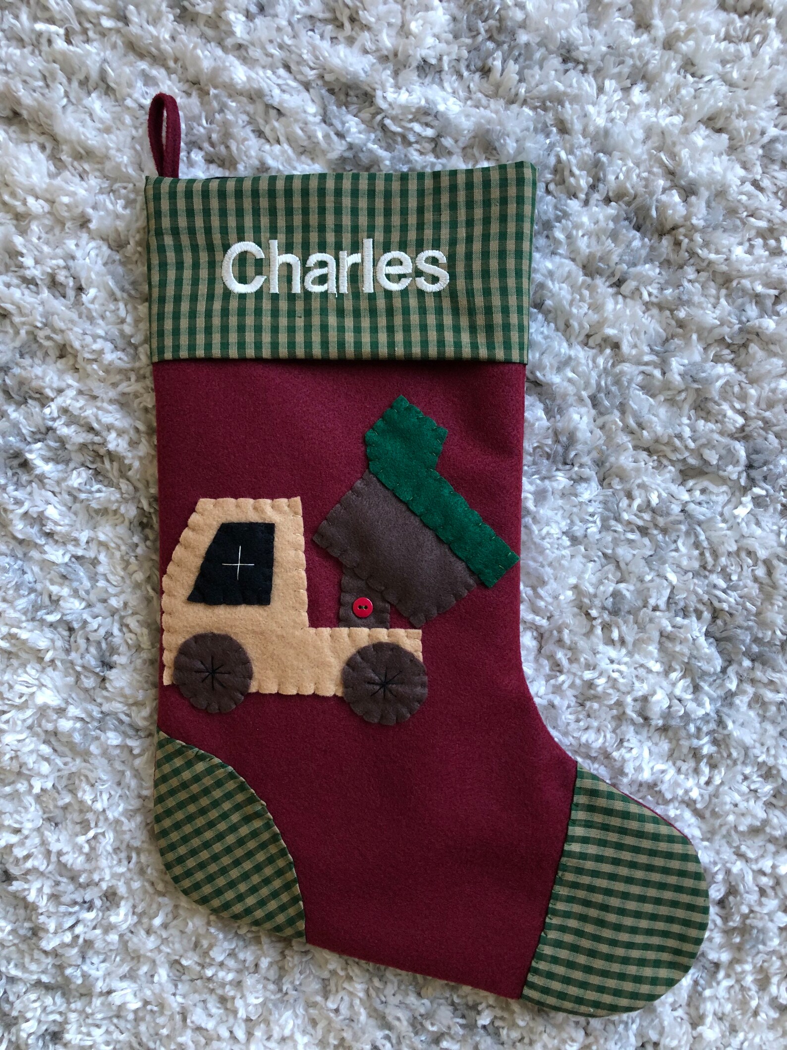 Truck Christmas Stocking Christmas Stocking With Truck - Etsy