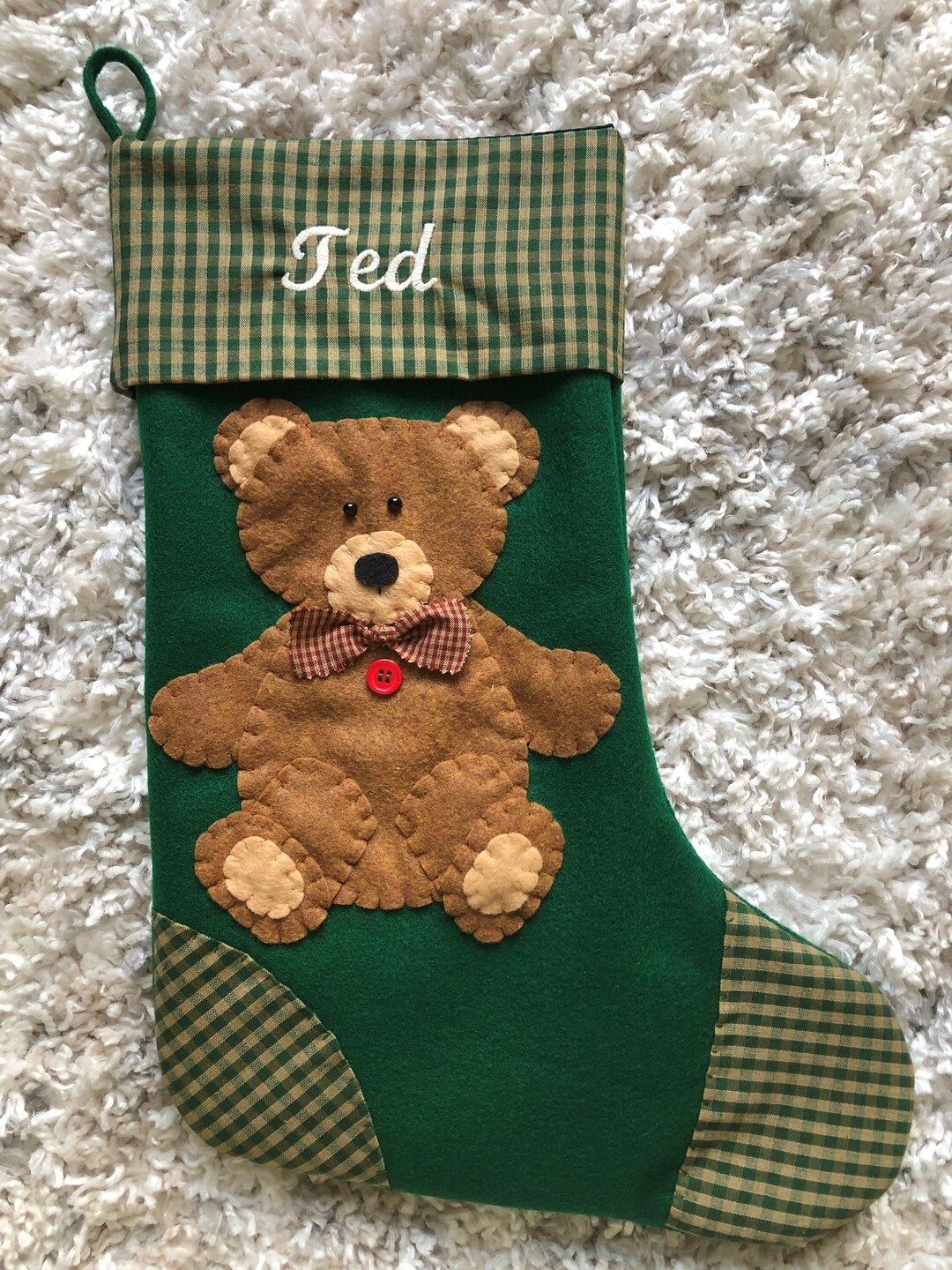 Teddy Bear Stocking, Teddy Bear Christmas Stocking, Stocking With Teddy ...