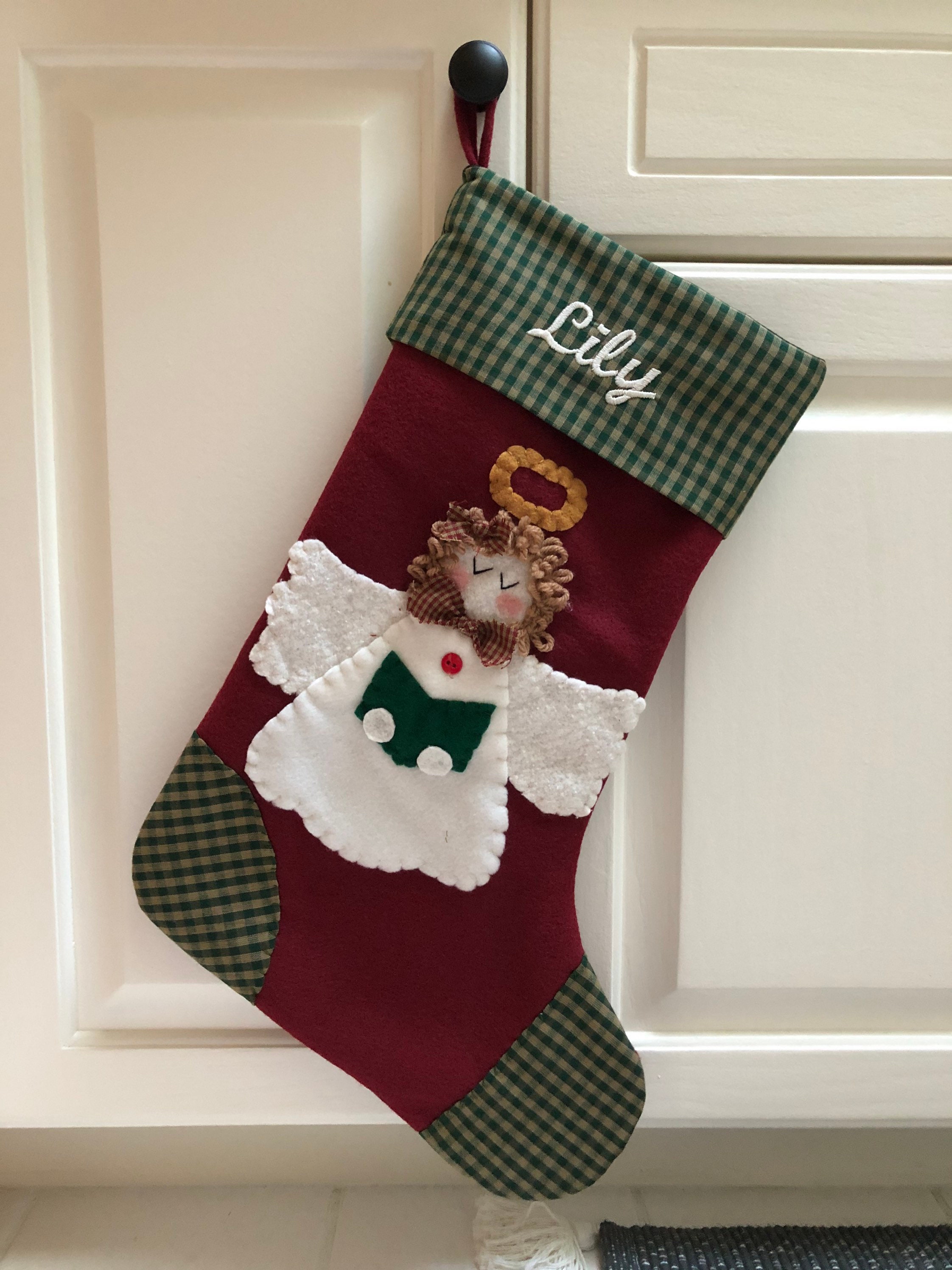 Angel Stocking Christmas Stocking Stocking with Angel Girl | Etsy