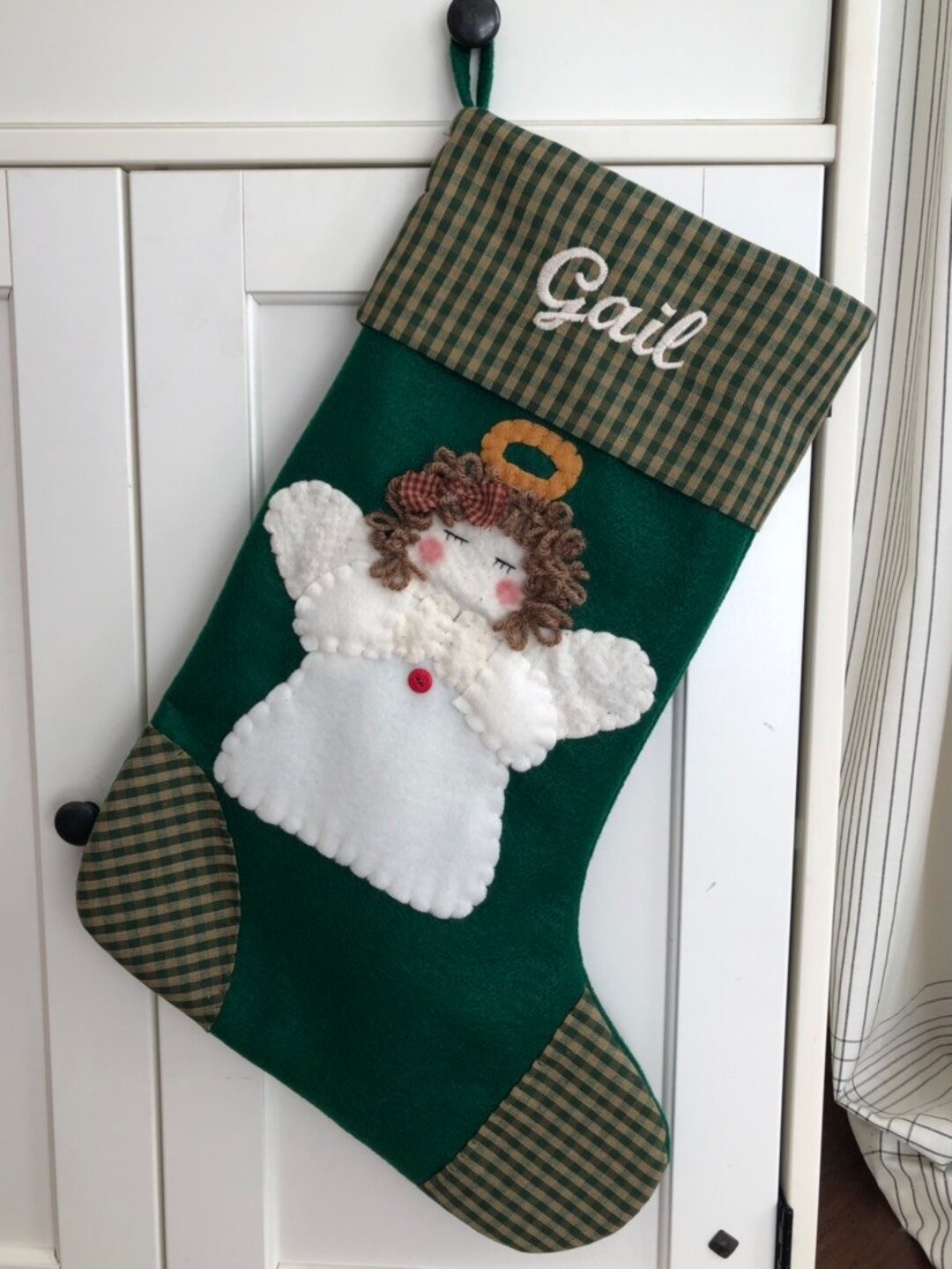 Angel Stocking, Stocking With Angel, Girl Stocking, Angel Christmas ...