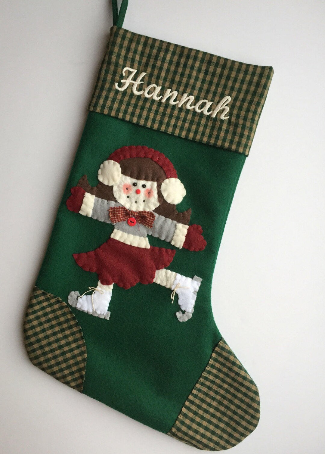 Christmas Stocking With Ice Skater, Stocking for Ice Skater, Girl Ice ...