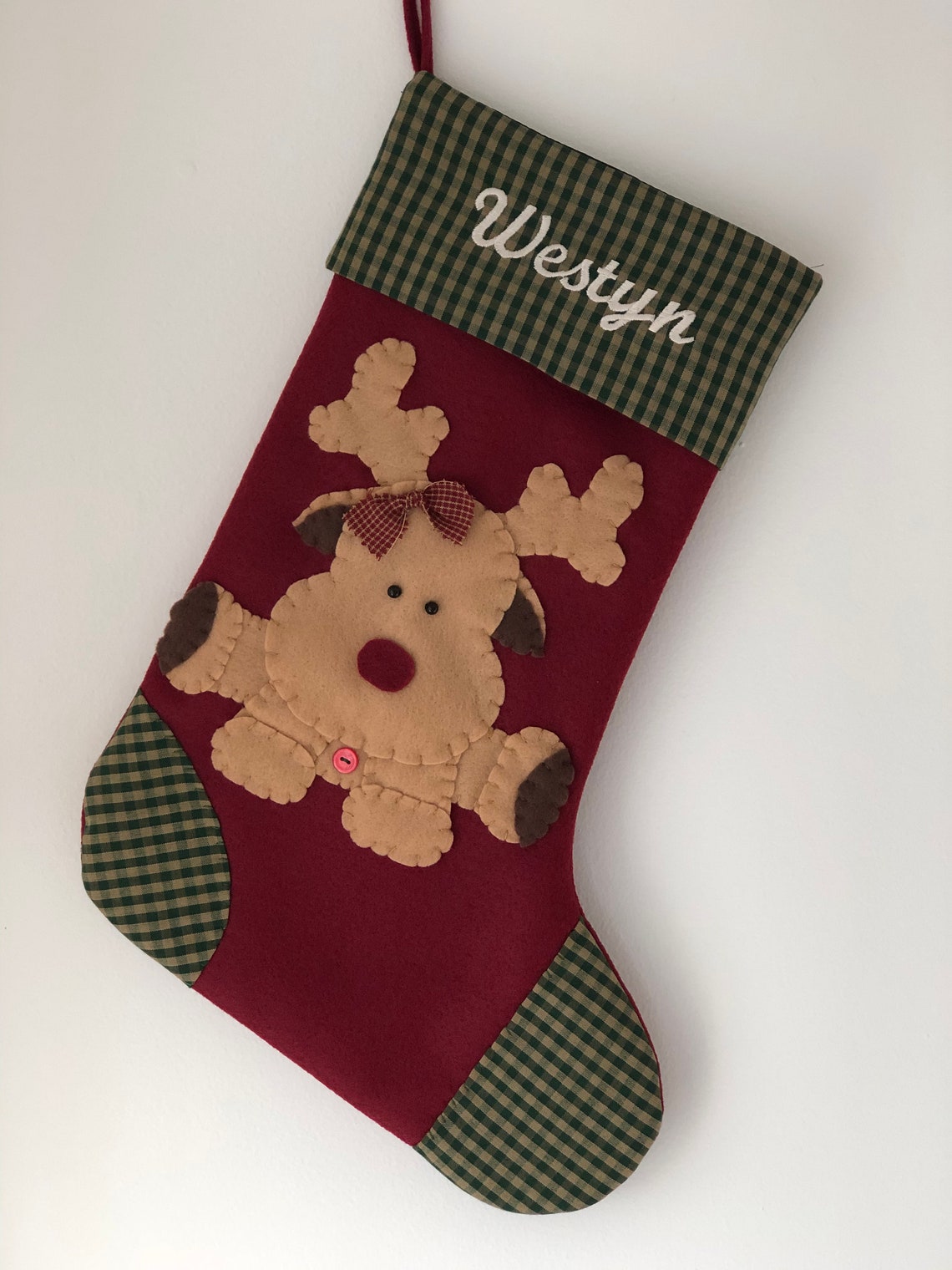 Reindeer Stocking Christmas Stocking Christmas Stocking for | Etsy