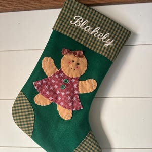 Gingerbread Stocking, Gingerbread Girl Stocking, Christmas Stocking ...