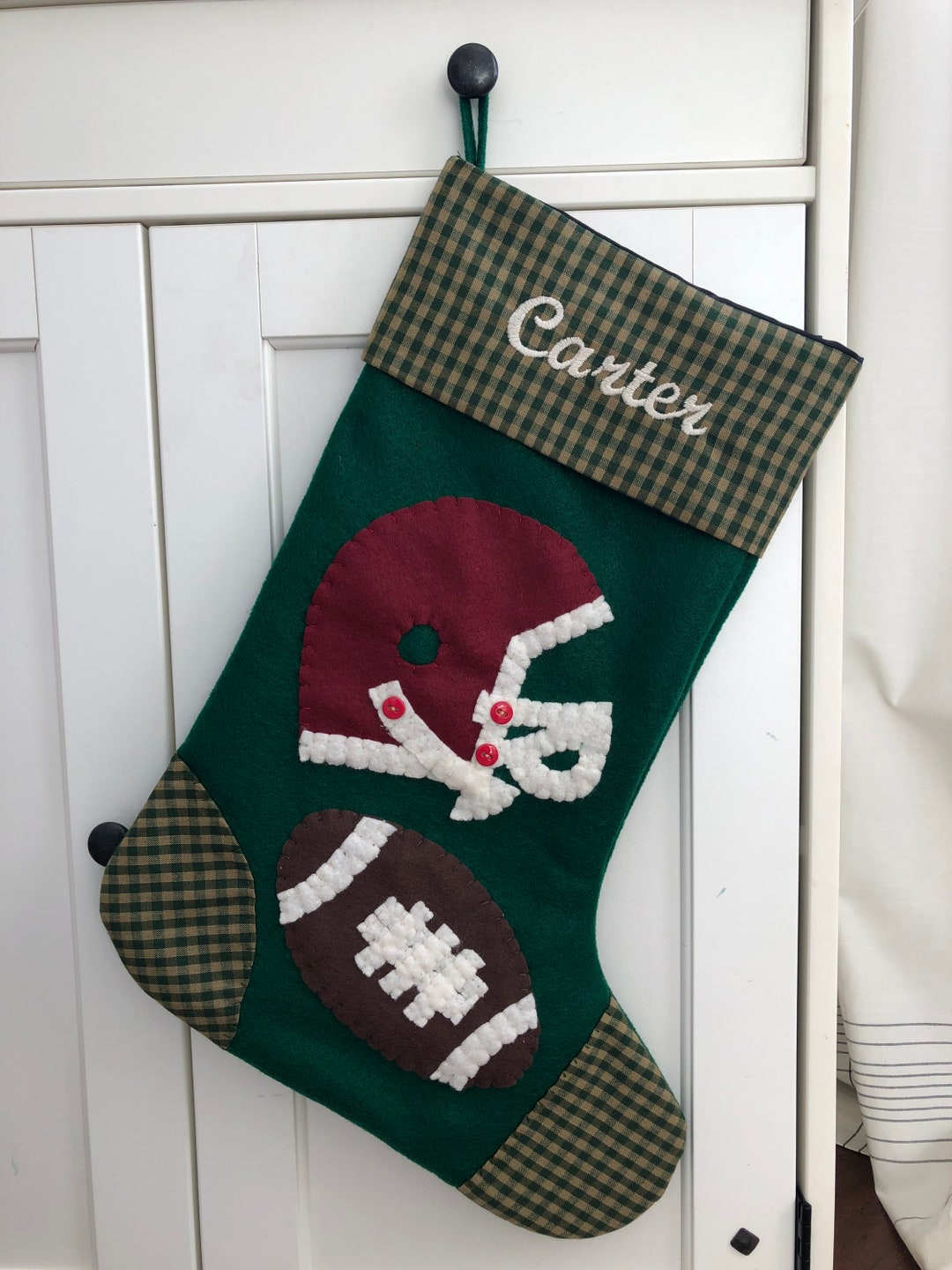 Football Stocking, Football Christmas Stocking, Stocking With Football ...