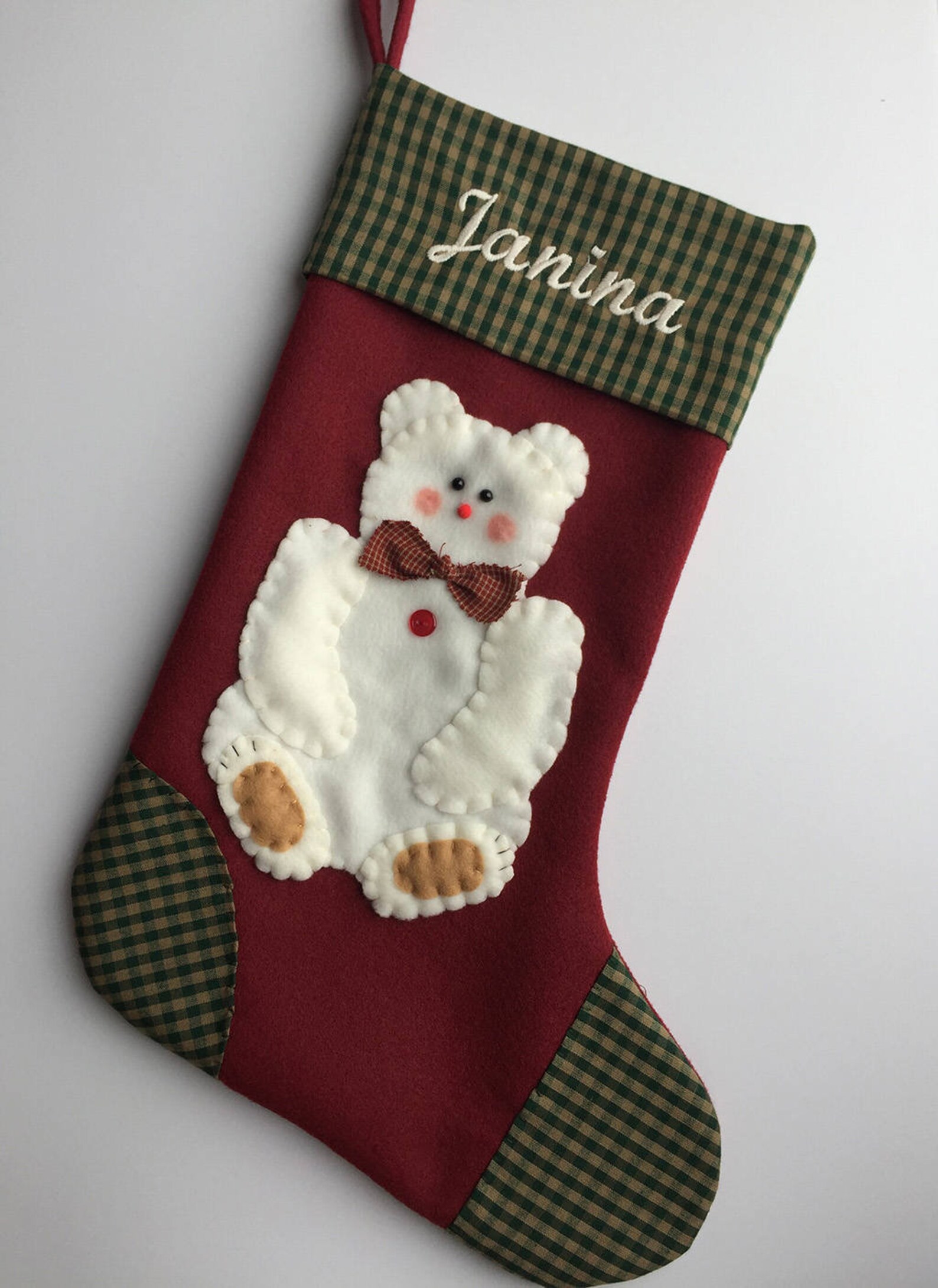 Polar Bear Stocking Stocking With Polar Bear Polar Bear | Etsy