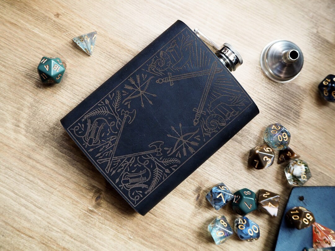 Custom Leather D&D Hip Flask: Engraved Adventurer's Gear - Etsy