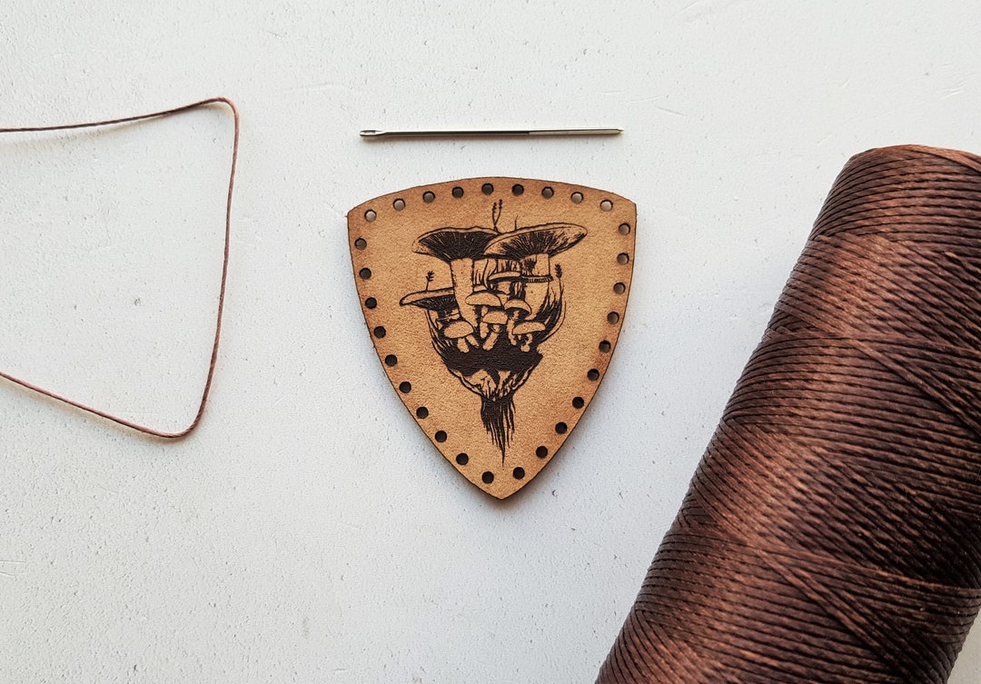 Mushroom Patch: Hand-dyed Engraved Leather Foraging Patch - Etsy