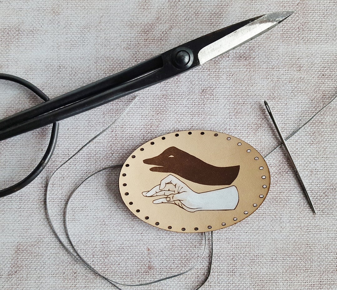 Shadow Puppet Patch Leather Hand Painted Patch Hand Play - Etsy