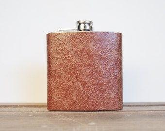 6oz Customized Leather Wrapped Hip Flask - Etsy