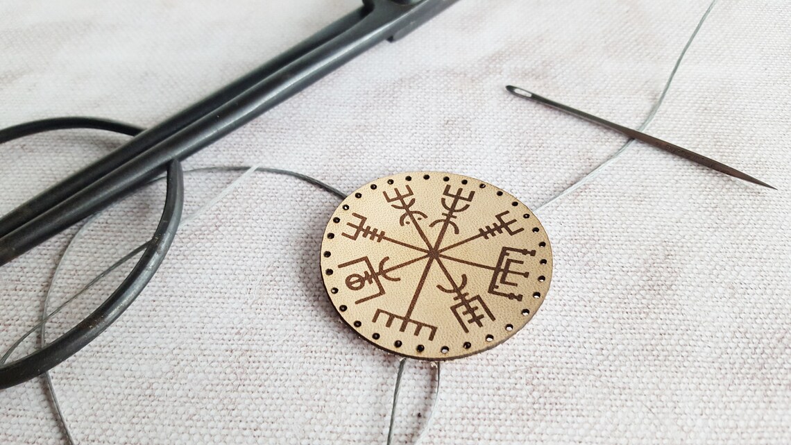 Vegvísir Leather Patch Icelandic Compass Runic Patch - Etsy