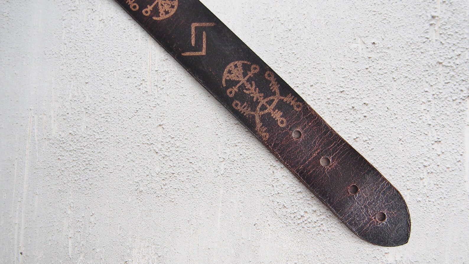 Rune Leather Cuff, Icelandic Stave Magical Runes Cuff Leather Wristband ...