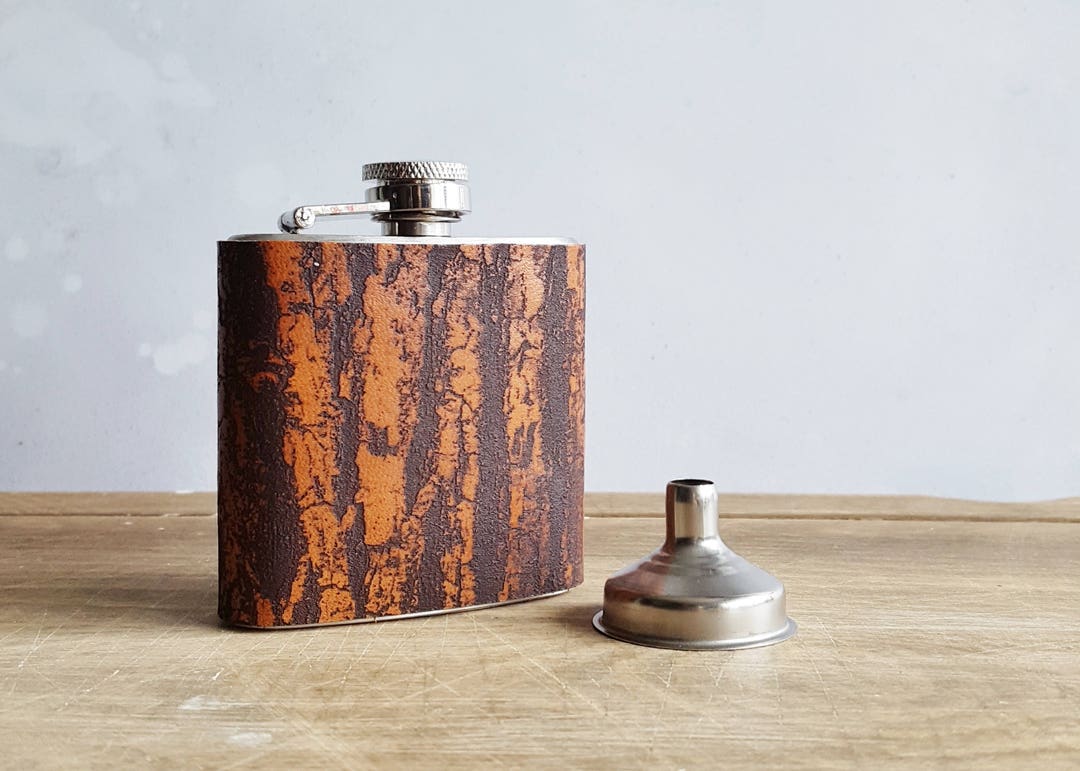 Bark Texture Hip Flask: Personalized Engraved Stainless Steel Flask - Etsy